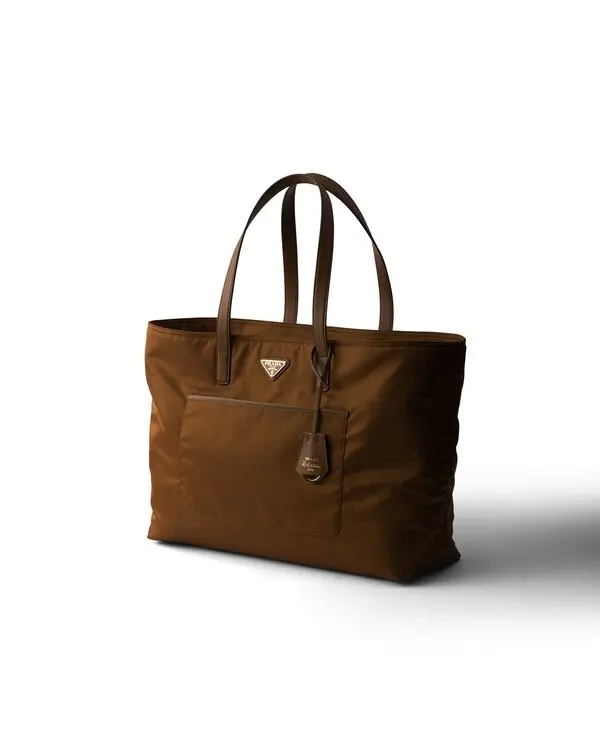 Prada Re-edition 1978 Large Re-nylon And Saffiano Leather Tote Bag - Brandy