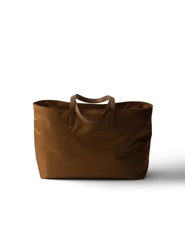 Prada Re-edition 1978 Large Re-nylon And Saffiano Leather Tote Bag - Brandy