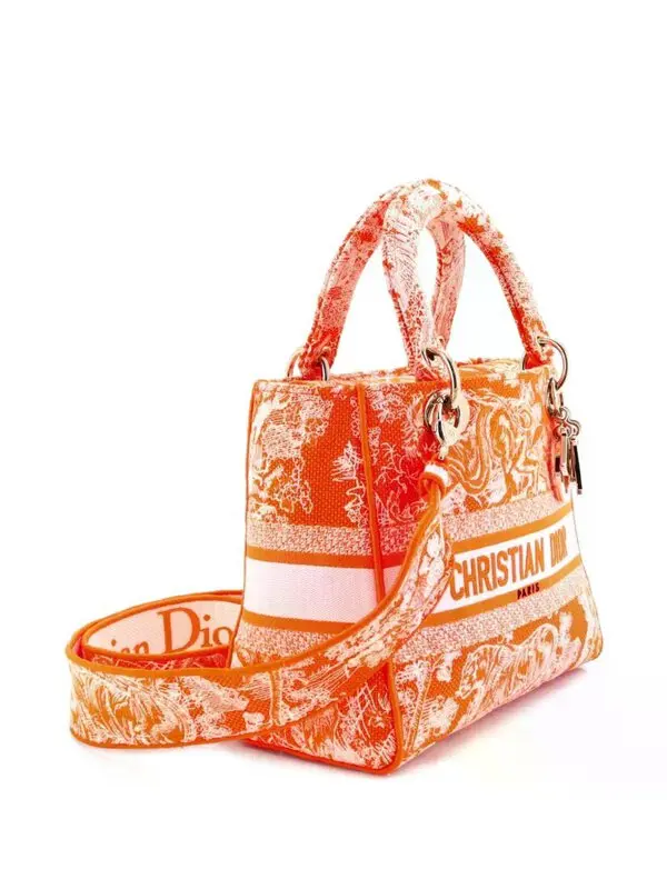Dior Toile De Jouy Lady D-lite Embroidered Tote