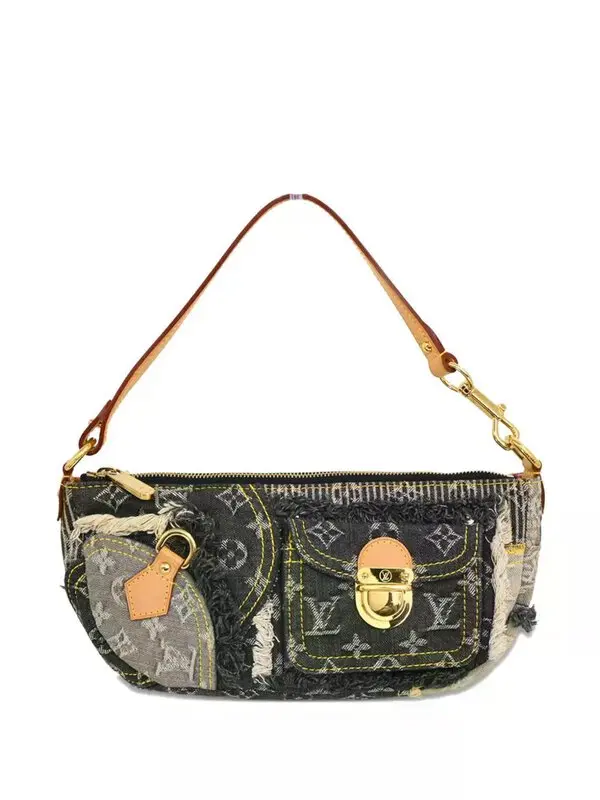 LOUIS VUITTON 2007 Monogram Denim Patchwork Pouchy Shoulder Bag