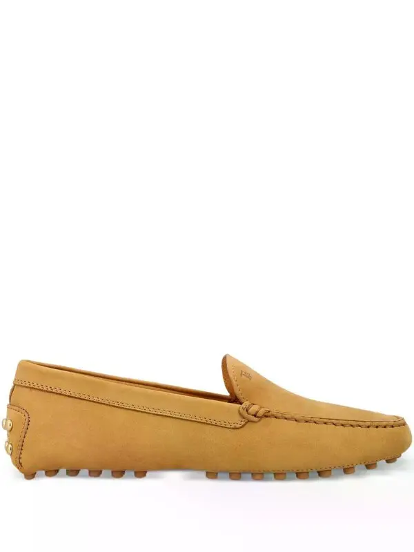 TOD'S Topstitching Calfskin Loafers - Brown
