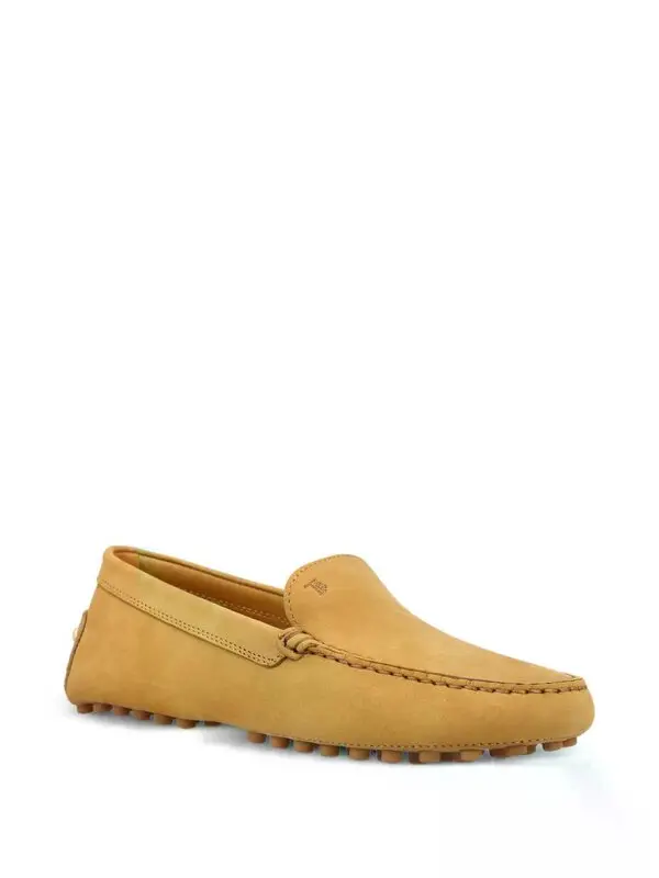 TOD'S Topstitching Calfskin Loafers - Brown