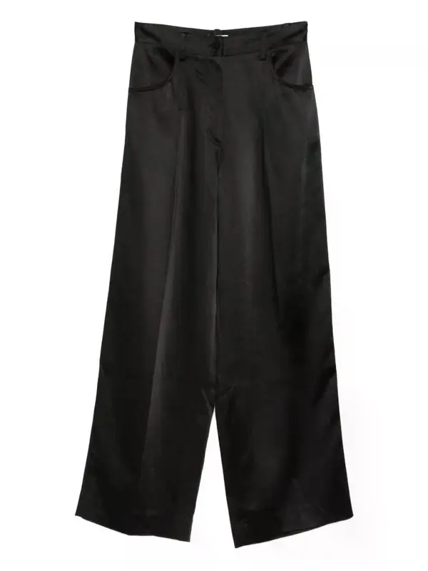 Sandro Satin-effect Wide-leg Trousers - Black