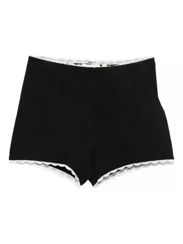 Sandro Ribbed Shorts With Embroidered Trim