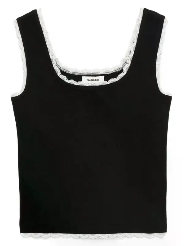 Sandro Beaded Embroidered Cotton Vest Top