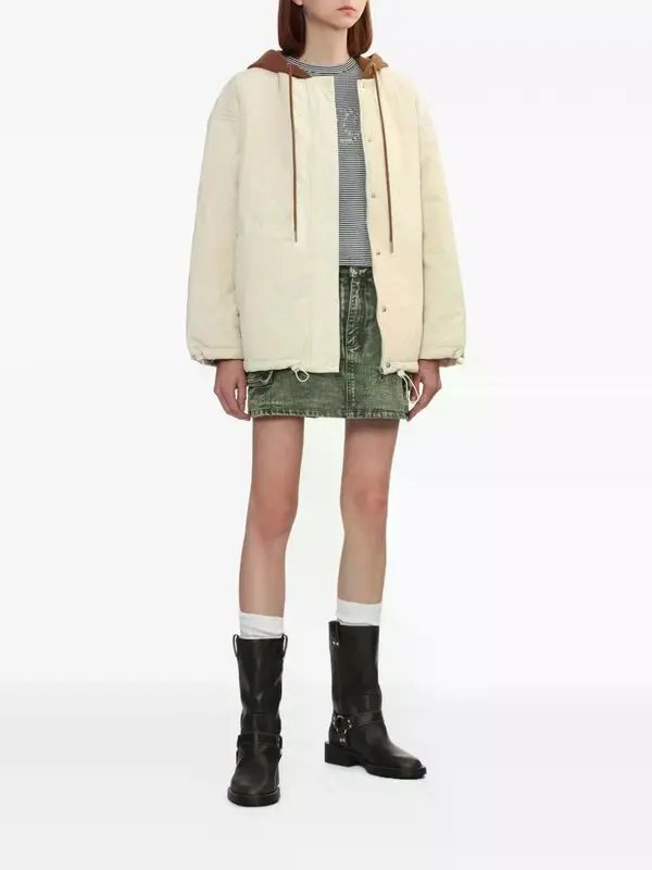 MINI CREAM Hooded Quilted Jacket - Neutrals