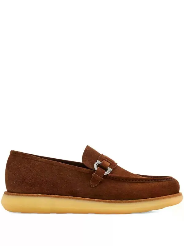 FERRAGAMO Gancini-plaque Loafers - Brown