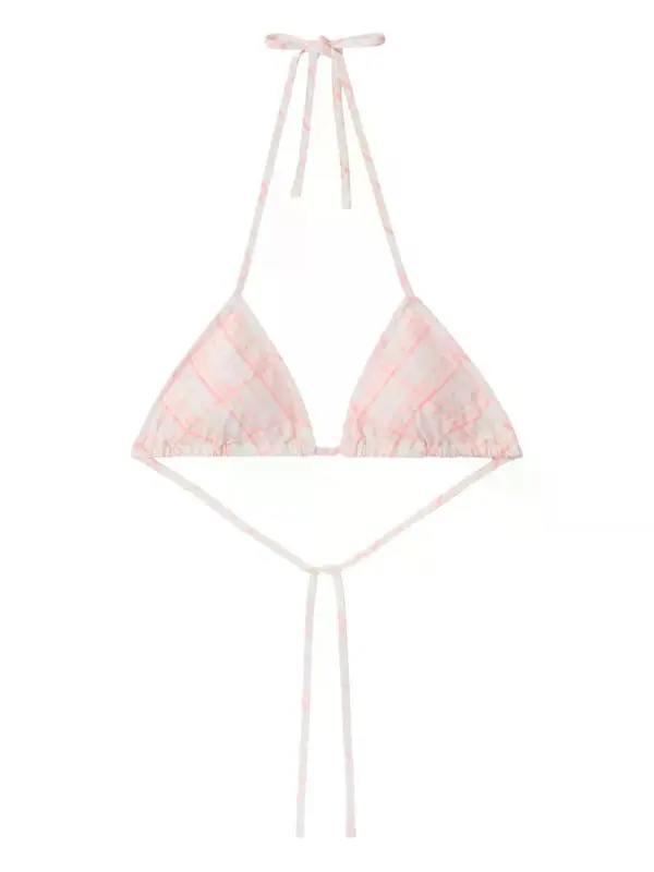 Burberry Checked Bikini Top - White