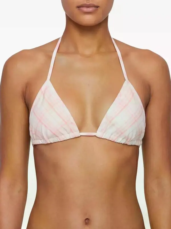 Burberry Checked Bikini Top - White