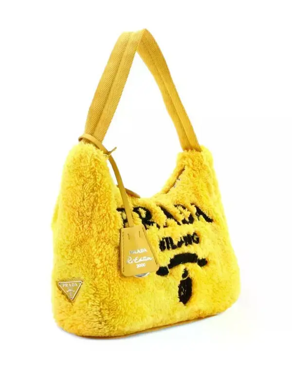 Prada Re-edition 2000 Terry Cloth Mini Hobo Bag - Black