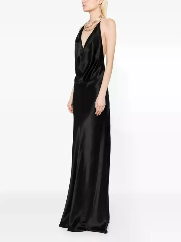 Michelle Mason Halterneck Gown - Black