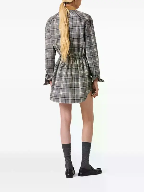 Miu Miu Flannel Mini Dress With Velvet Collar - Grey