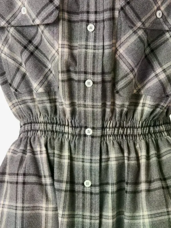 Miu Miu Flannel Mini Dress With Velvet Collar - Grey