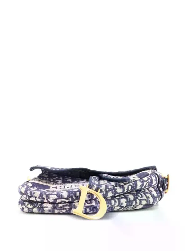 Dior Saddle Handbag Logo Embroidered Oblique Canvas Medium - Blue
