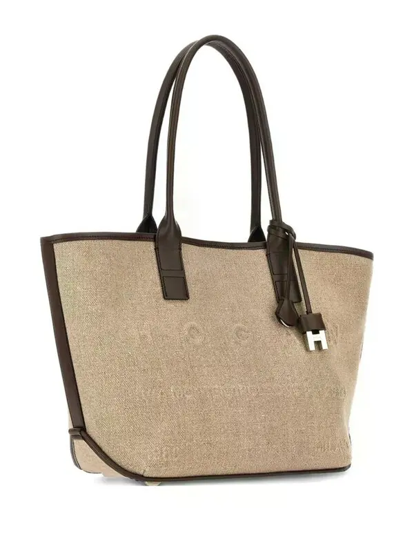 Hogan Top Handle Tote Bag With Logo Charm