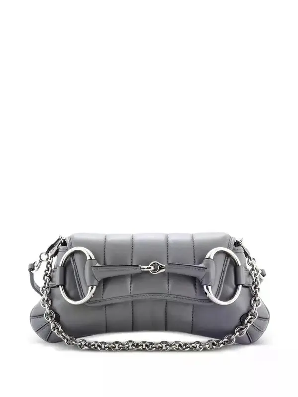 Gucci Horsebit Chain Vertical Quilted Leather Small Shoulder Bag - Grey