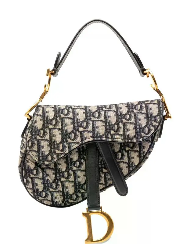 Dior 2019 Mini Oblique Canvas Saddle Bag - Blue