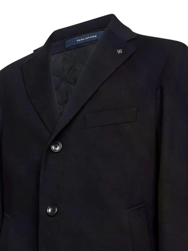 Tagliatore Three-button Coat With Logo Pin - Blue