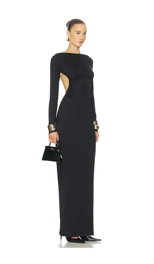 HELSA Ruched Open Back Jersey Dress