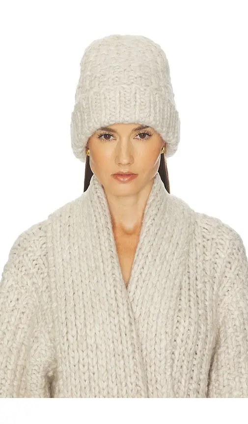 HELSA Joanie Hand Knit Beanie - Beige