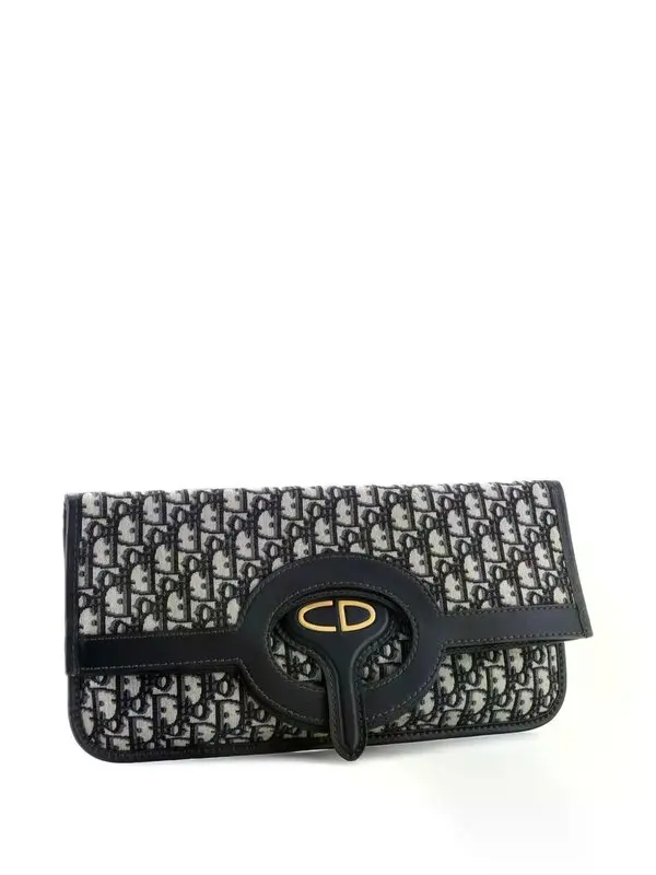 Dior Fold Over Oblique Canvas Clutch Bag - Blue