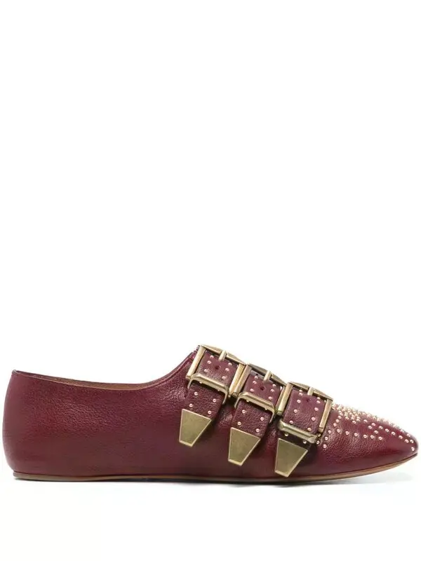 Chloé Susanna Square-toe Buckle Flat Pumps - Red