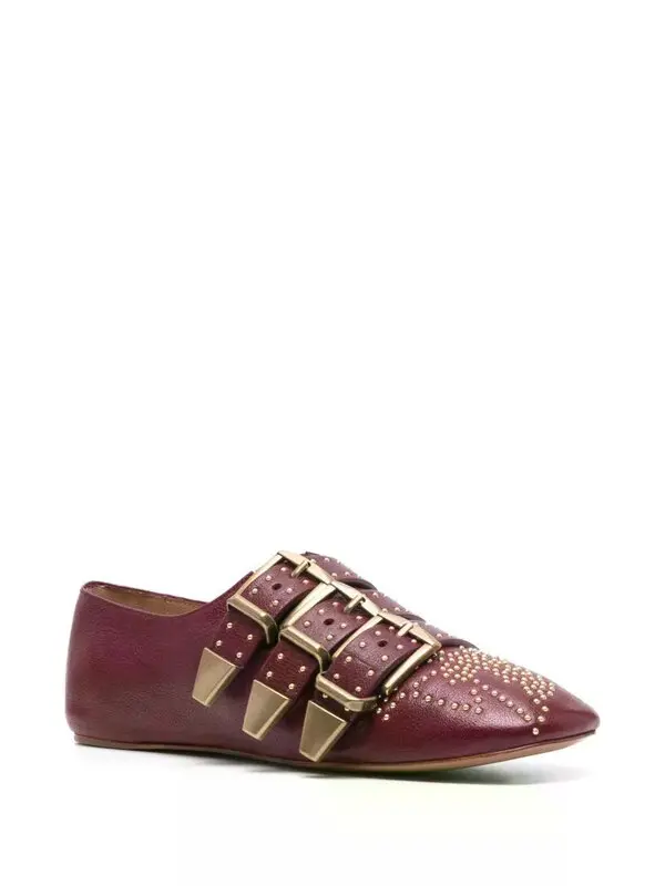 Chloé Susanna Square-toe Buckle Flat Pumps - Red