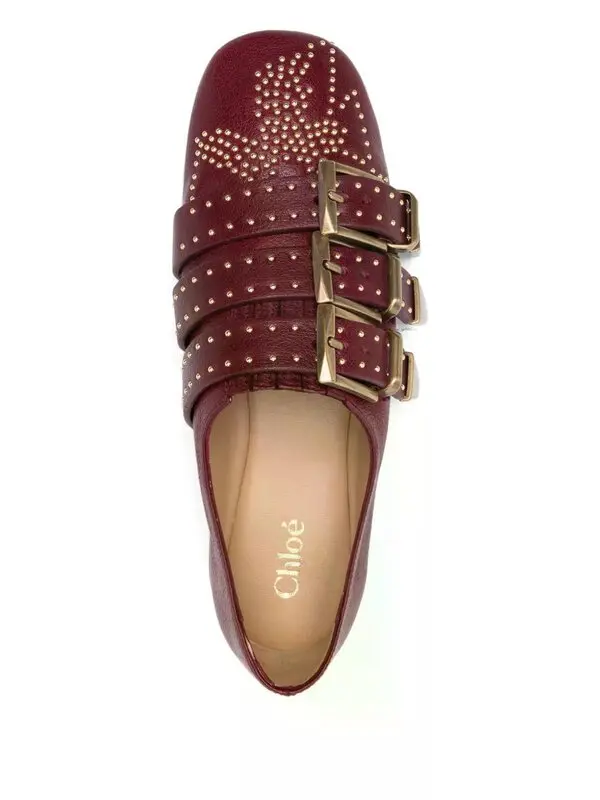 Chloé Susanna Square-toe Buckle Flat Pumps - Red
