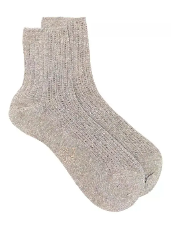 ALTO MILANO Embroidered-logo Socks - Neutrals
