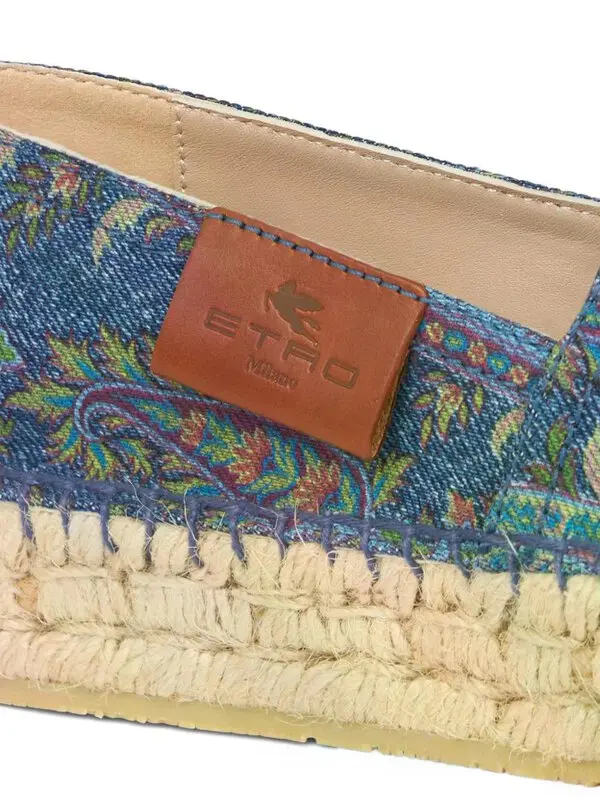 Etro Jacquard Denim Espadrilles - Blue