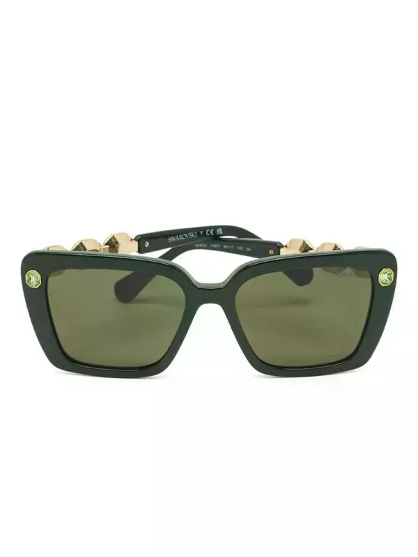 SWAROVSKI Crystal-embellished Square Sunglasses - Green
