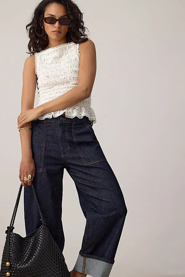 PILCRO Kayden High-rise Carpenter Barrel Jeans - Dark Denim