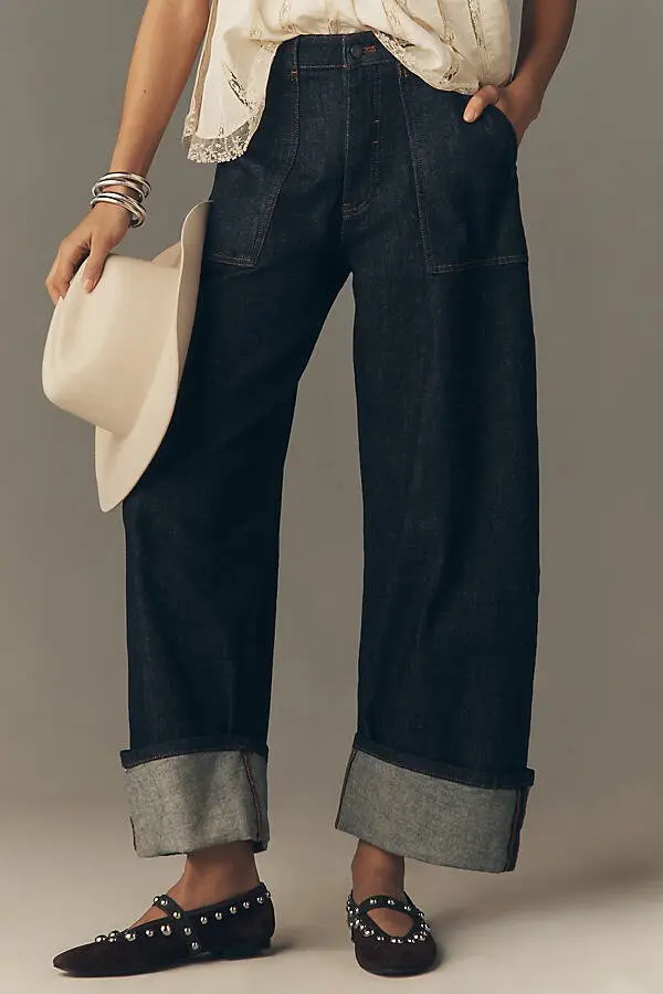 PILCRO Kayden High-rise Carpenter Barrel Jeans - Dark Denim