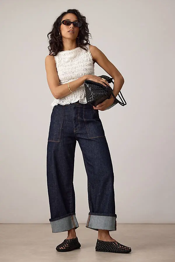 PILCRO Kayden High-rise Carpenter Barrel Jeans - Dark Denim