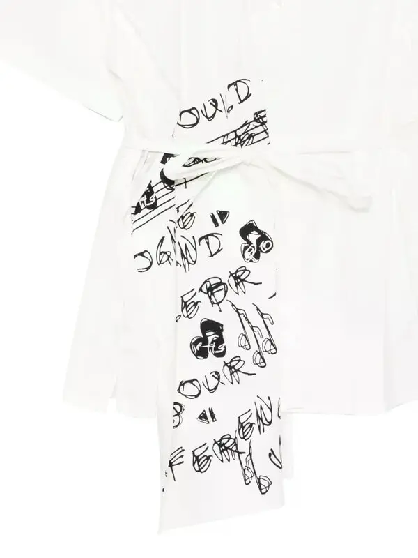 PORTS V Waist Tie Love Button Shirt