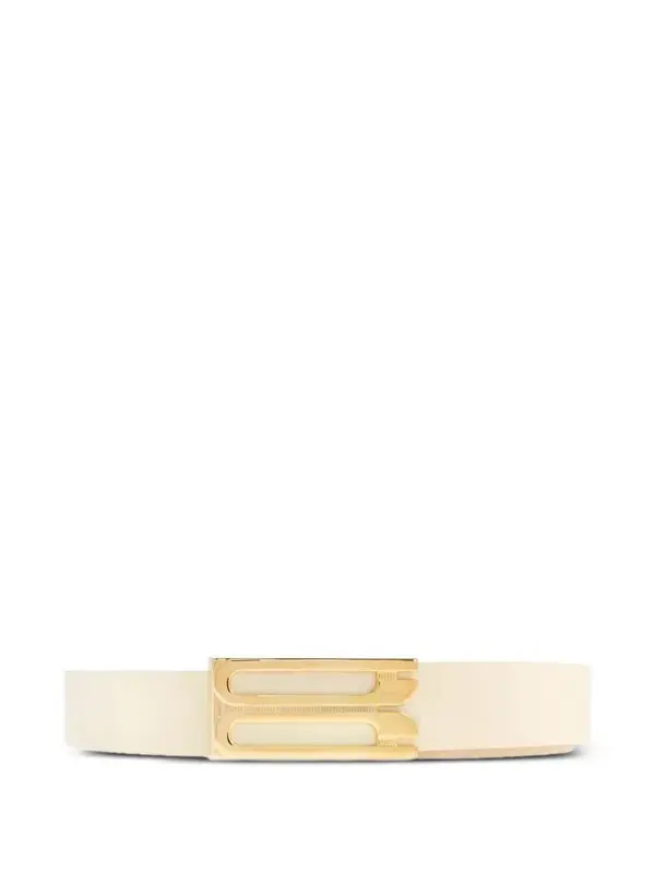 Victoria Beckham Logo-buckle Leather Belt - Neutrals