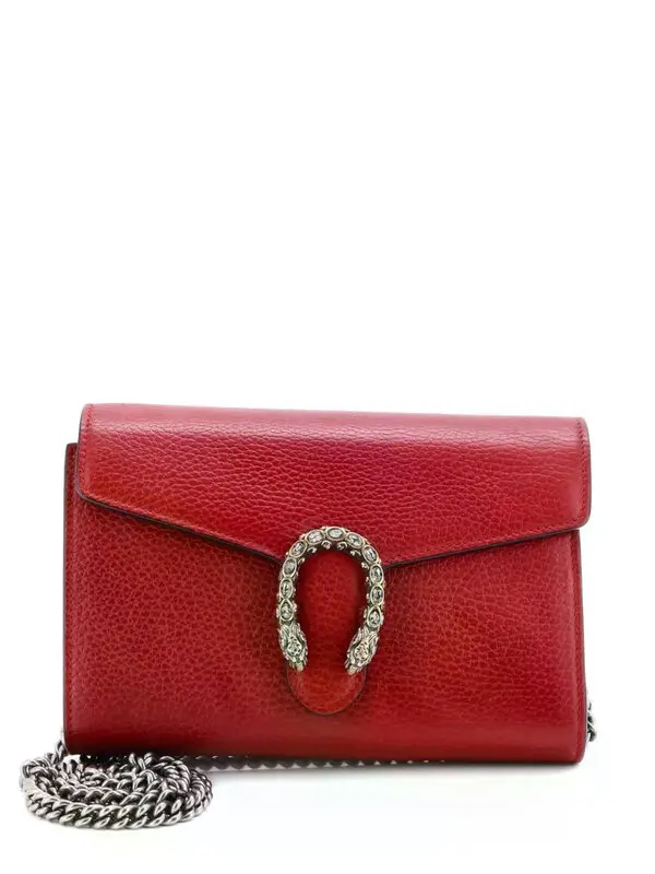 Gucci Dionysus Chain Wallet Leather Embellished Crossbody Bag - Red