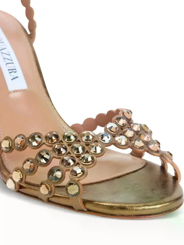 AQUAZZURA 85mm Tequila Embellished Sandals - Brown