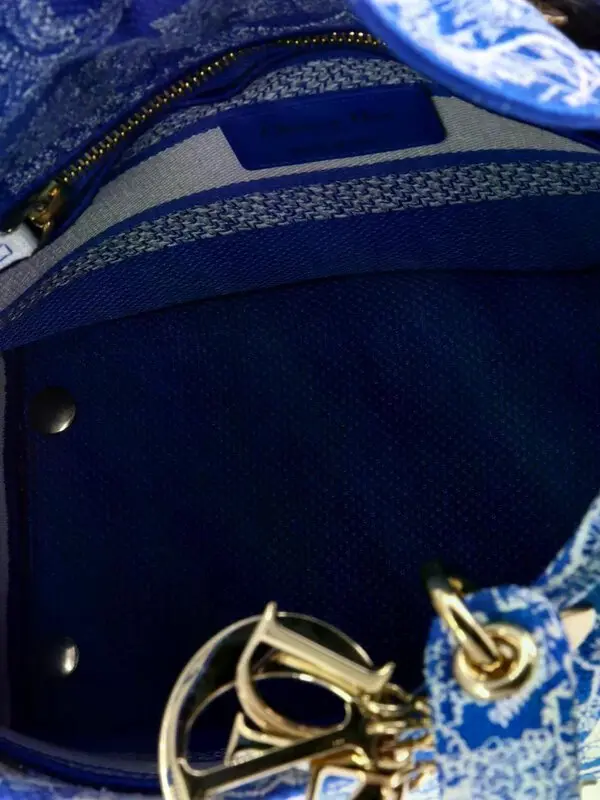 Dior Toile De Jouy Lady D-lite Embroidered Canvas Tote Bag - Blue