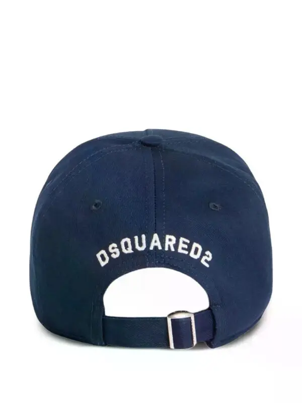 Dsquared2 Cotton Gabardine Baseball Cap With Slogan Patch - Blue