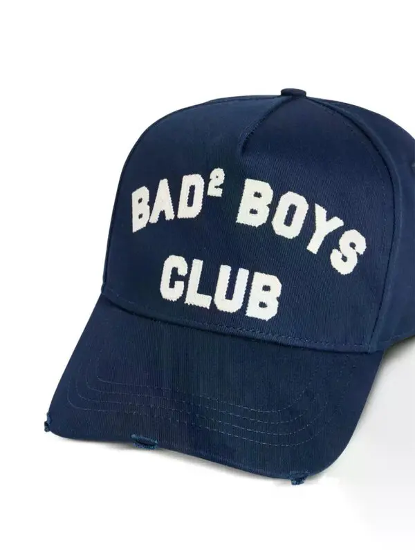 Dsquared2 Cotton Gabardine Baseball Cap With Slogan Patch - Blue