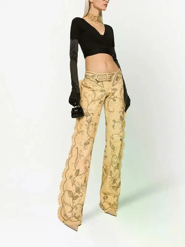 Dolce & Gabbana Embellished Leather Trousers