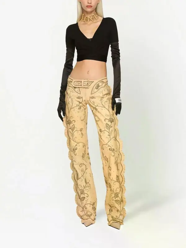 Dolce & Gabbana Embellished Leather Trousers