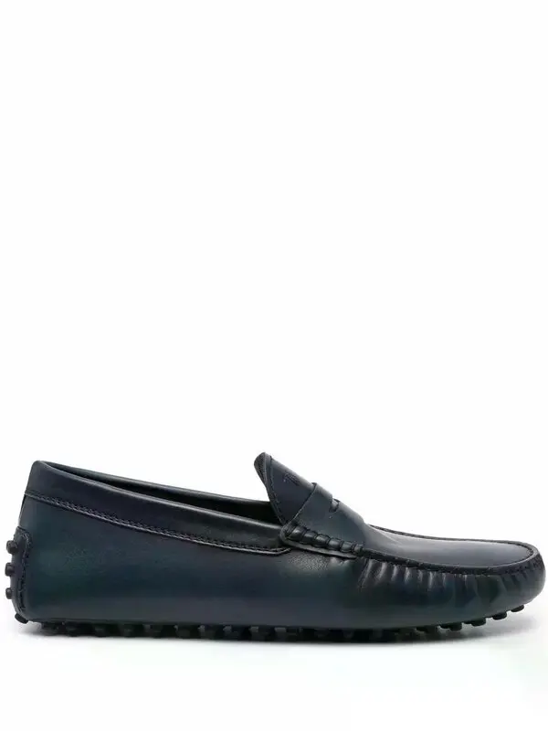 TOD'S Debossed Leather Slip-on Loafers - Blue