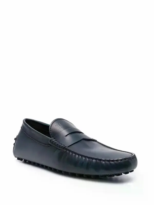 TOD'S Debossed Leather Slip-on Loafers - Blue