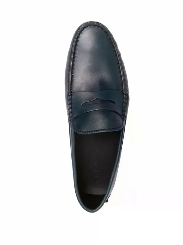 TOD'S Debossed Leather Slip-on Loafers - Blue
