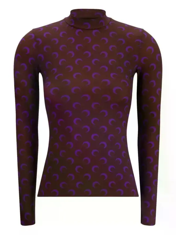 MARINE SERRE Moon Print High Neck Long Sleeve Top