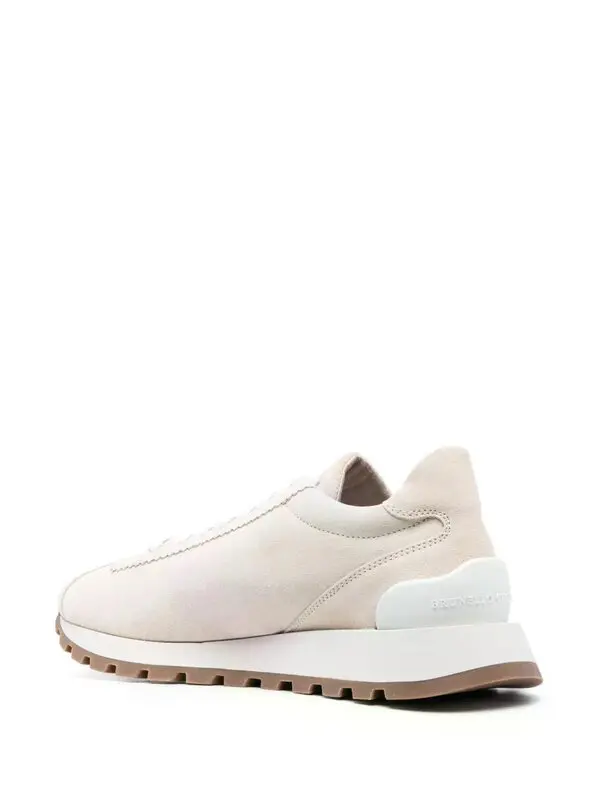 Brunello Cucinelli Monili-chain Suede Low-top Sneakers - Neutrals