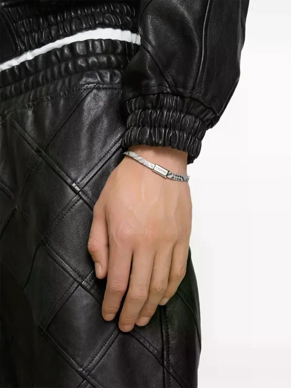 Burberry Engraved Check B Charm Bracelet In Palladium