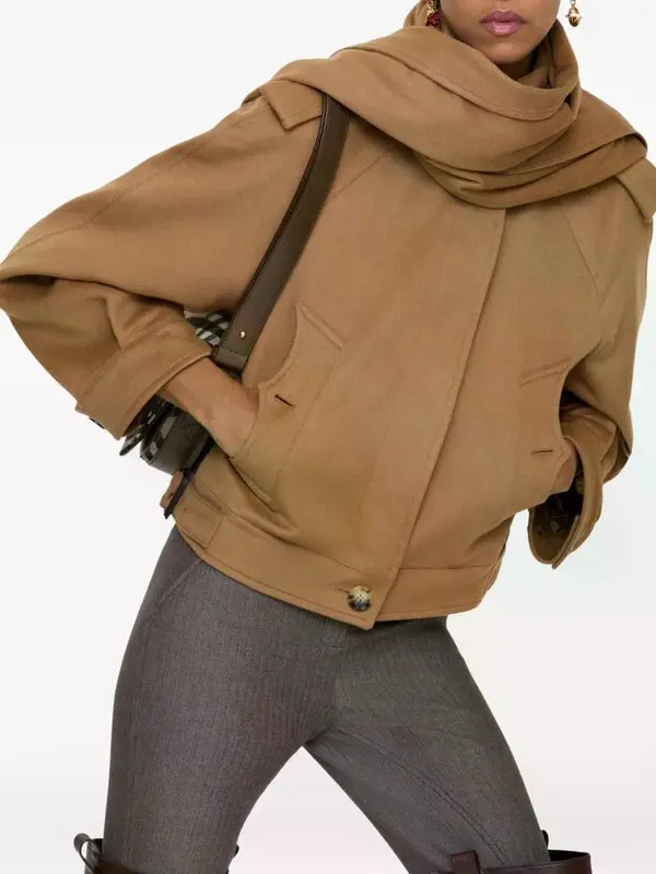 Burberry Detachable Scarf Jacket In Brushed Cashmere